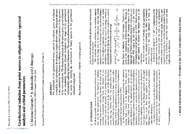(PDF) Gravitational radiation from point masses in elliptical orbits: spectral analysis and ...