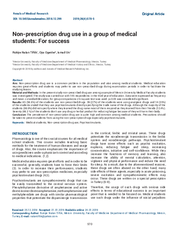 (PDF) Non-prescription drug use in a group of medical students: For success