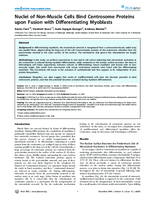 (PDF) Nuclei of Non-Muscle Cells Bind Centrosome Proteins upon Fusion ...
