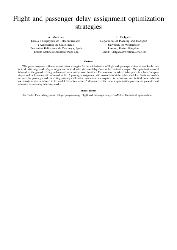 (PDF) Flight and passenger delay assignment optimization strategies