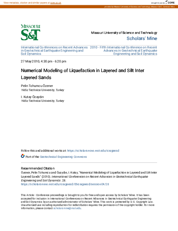(PDF) Numerical Modeling of Liquefaction in Layered and Silt Inter ...