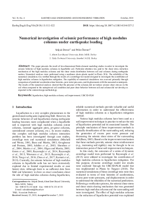 (PDF) Numerical investigation of seismic performance of high modulus ...