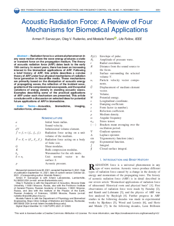 (PDF) Acoustic Radiation Force: A Review of Four Mechanisms for ...