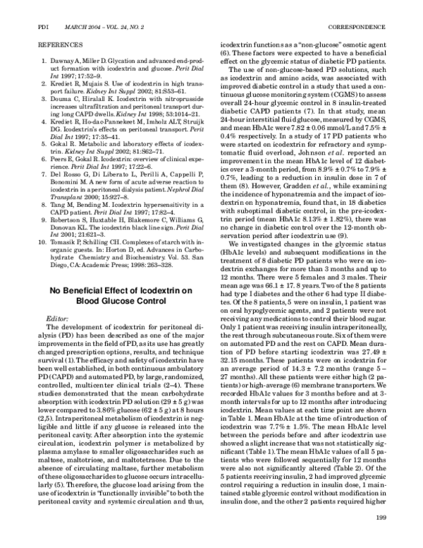 (PDF) No Beneficial Effect of Icodextrin on Blood Glucose Control