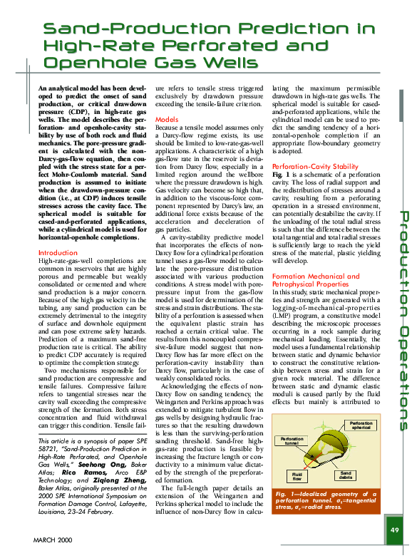 (PDF) Sand Production Prediction in High Rate, Perforated and Open-hole Gas Wells
