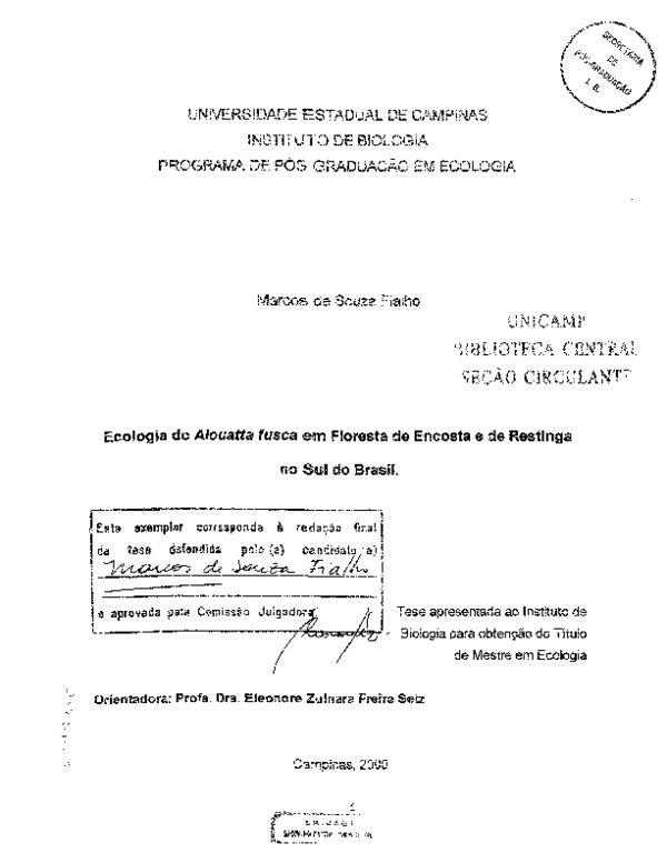 (PDF) Ecologia do Alouatta fusca em floresta de encosta e de restinga ...