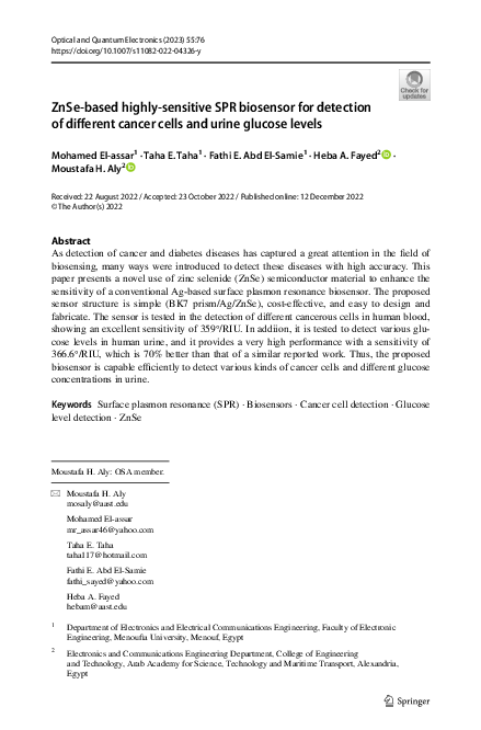 (PDF) ZnSe-based highly-sensitive SPR biosensor for detection of different cancer cells and ...