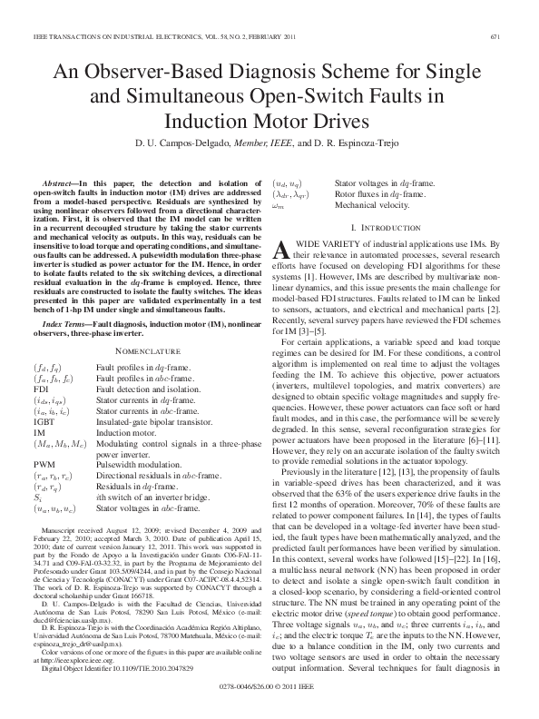 (PDF) An Observer-Based Diagnosis Scheme for Single and Simultaneous Open-Switch Faults in ...