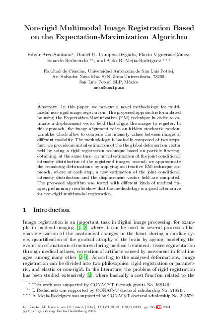 Pdf Non Rigid Multimodal Image Registration Based On The Expectation Maximization Algorithm