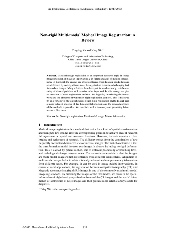 (PDF) Non-Rigid Multimodal Medical Image Registration Based on the Conditional Statistics of the ...