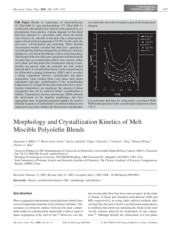 (PDF) Morphology and Crystallization Kinetics of Melt Miscible ...