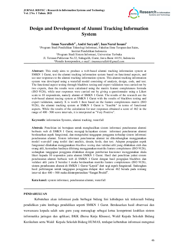 (PDF) Design and Development of Alumni Tracking Information System