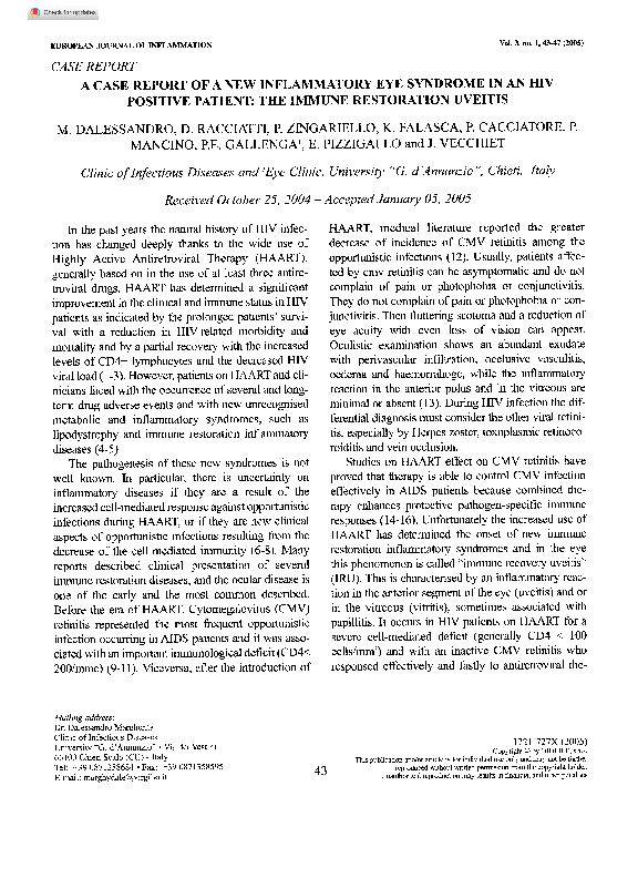 (PDF) A Case Report of a New Inflammatory Eye Syndrome in an Hiv ...