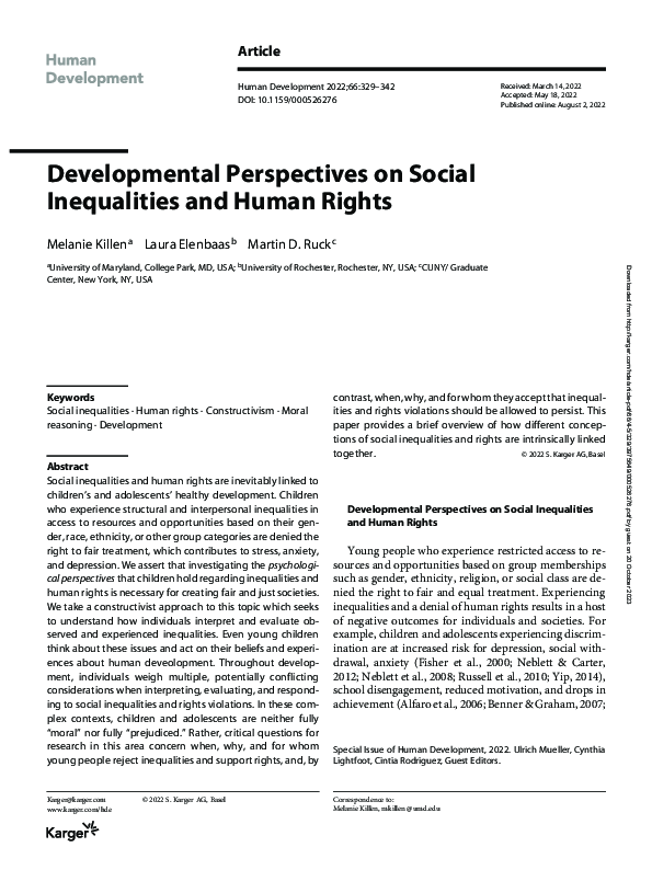 (PDF) Developmental Perspectives on Social Inequalities and Human Rights