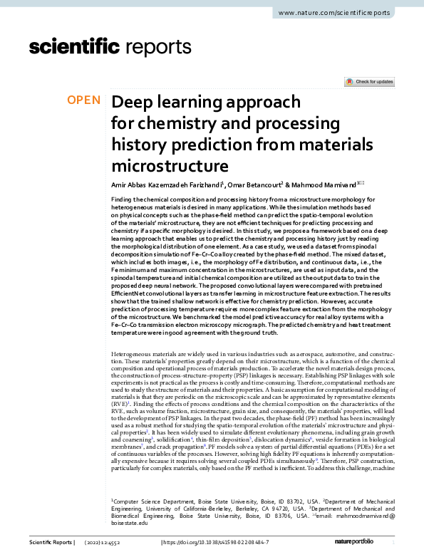 (PDF) Deep learning approach for chemistry and processing history prediction from materials ...
