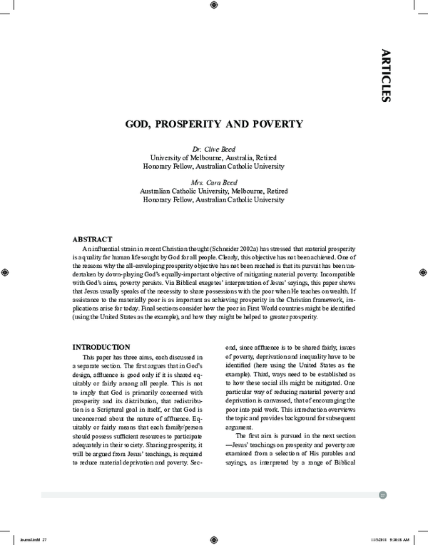 (PDF) GOD, PROSPERItY AnD POVERtY