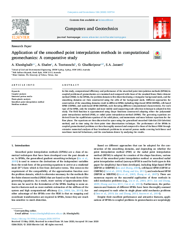 (PDF) Application of the smoothed point interpolation methods in computational geomechanics: A ...