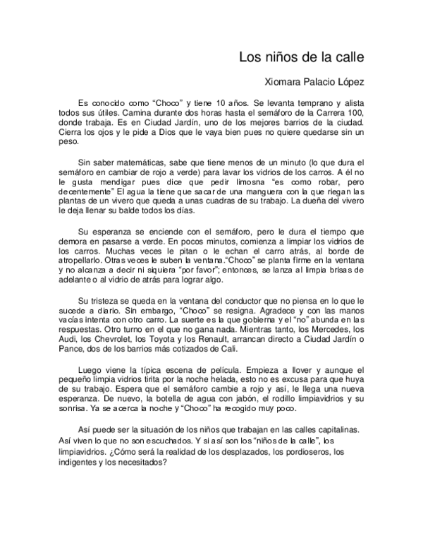 (PDF) Los niños de la calle | Xiomara lopez - Academia.edu