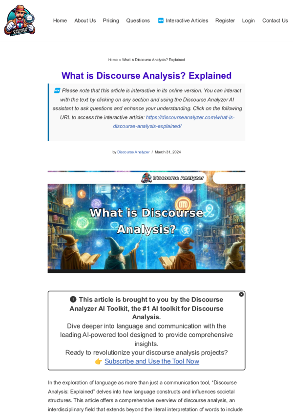 (PDF) What is Discourse Analysis? Explained