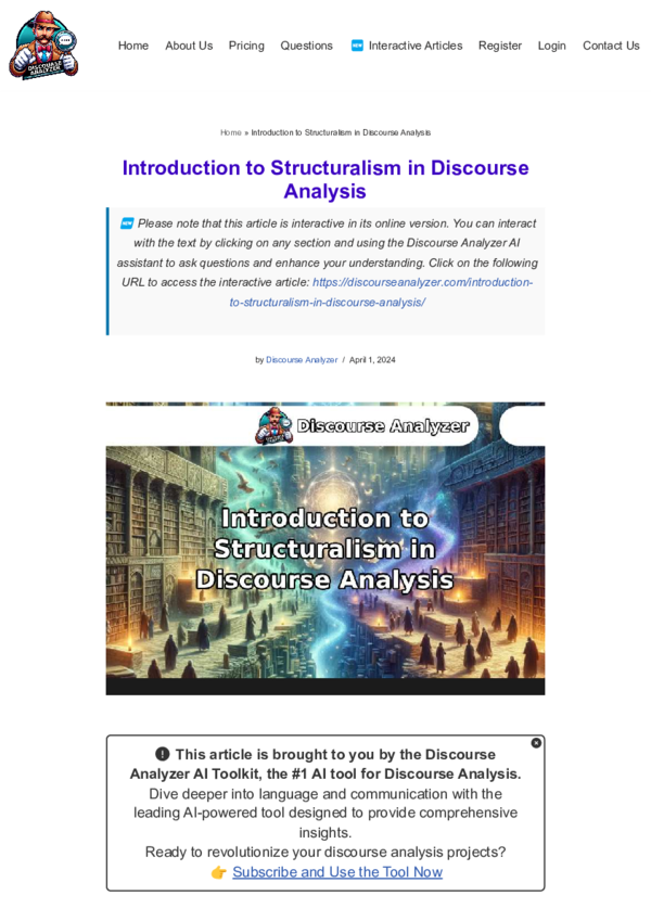(PDF) Introduction to Structuralism in Discourse Analysis