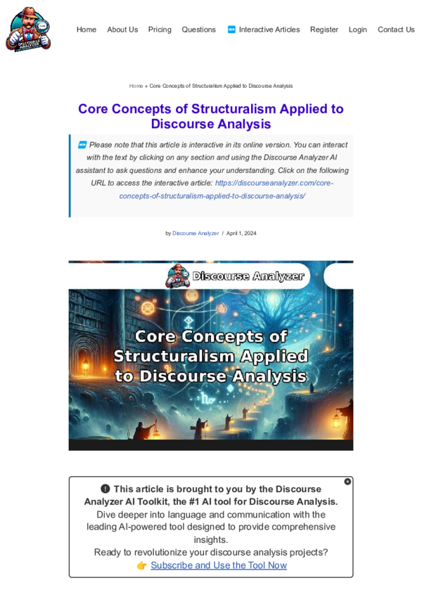 (PDF) Core Concepts of Structuralism Applied to Discourse Analysis
