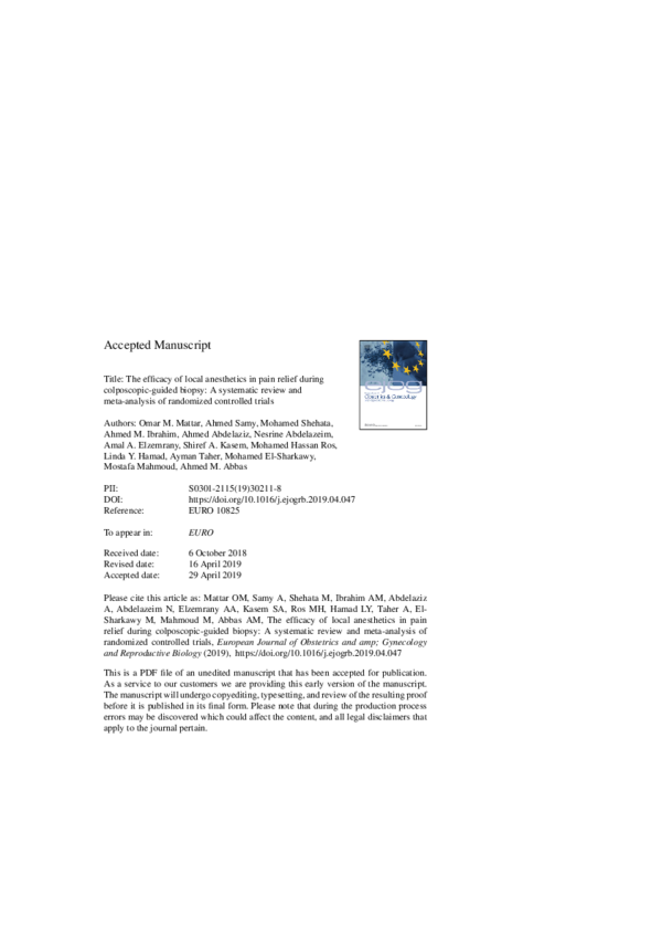 (PDF) The efficacy of local anesthetics in pain relief during ...