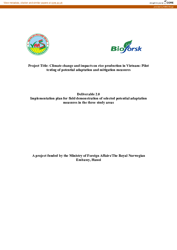(PDF) Implementation plan for field demonstration of selected potential ...