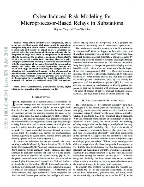 (PDF) Cyber-Induced Risk Modeling for Microprocessor-Based Relays in ...