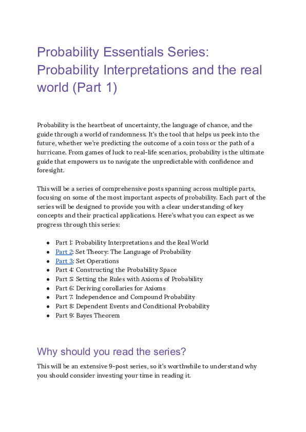 (PDF) Probability Essentials Series: Probability Interpretations and ...