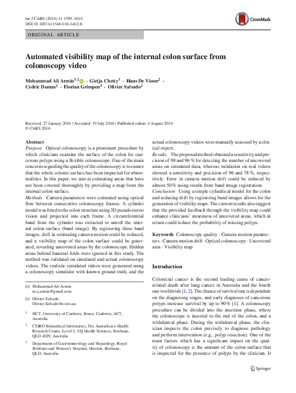 (PDF) Automated visibility map of the internal colon surface from ...