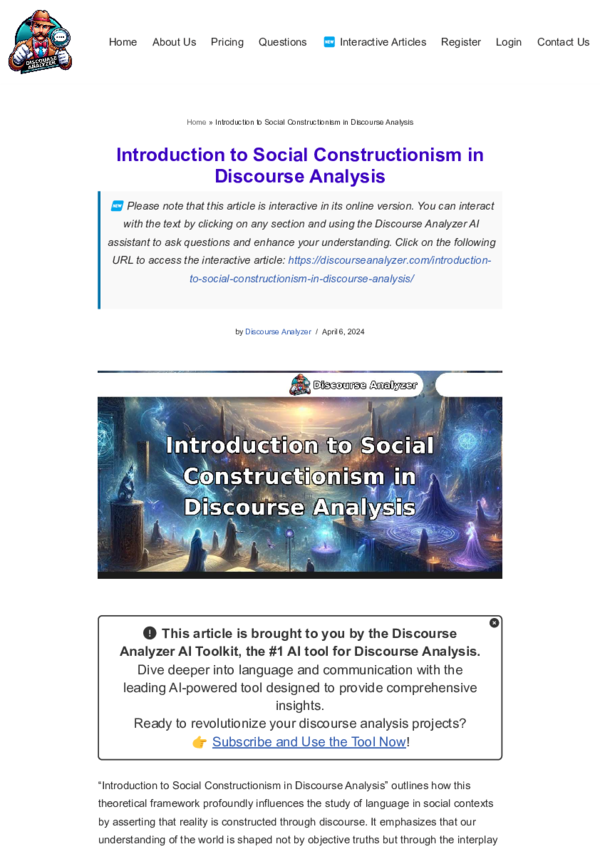 (PDF) Introduction to Social Constructionism in Discourse Analysis