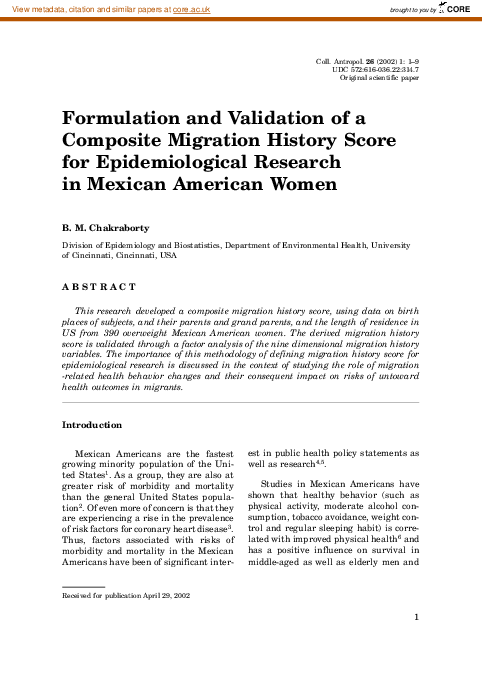 (PDF) Formulation and validation of a composite migration history score ...