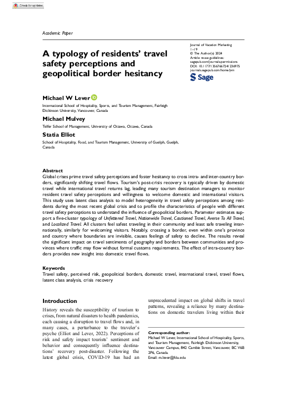 (PDF) A typology of residents' travel safety perceptions and ...