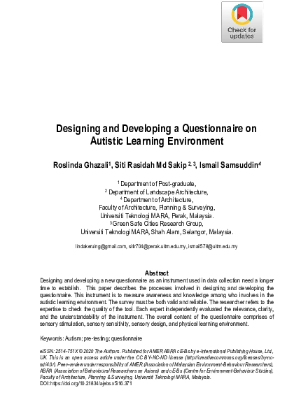 (PDF) Designing and Developing a Questionnaire on Autistic Learning ...