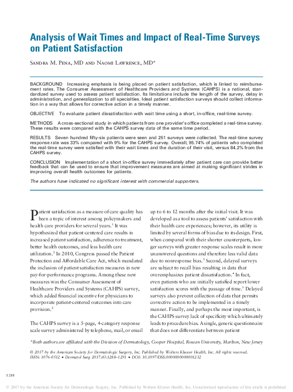 (PDF) Analysis of Wait Times and Impact of Real-Time Surveys on Patient Satisfaction
