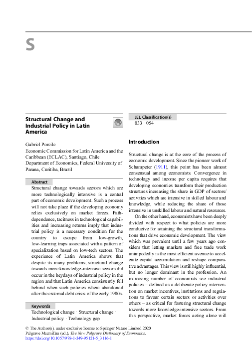 (PDF) Structural Change and Industrial Policy in Latin America