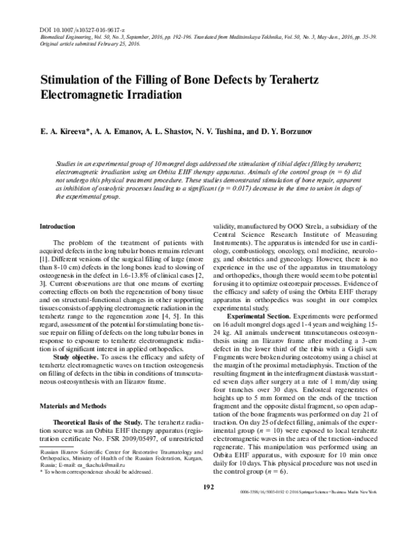 (PDF) Stimulation of the Filling of Bone Defects by Terahertz ...