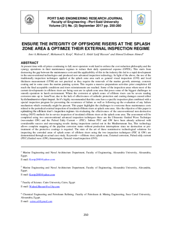 (PDF) Ensure the Integrity of Offshore Risers at the Splash Zone Area ...