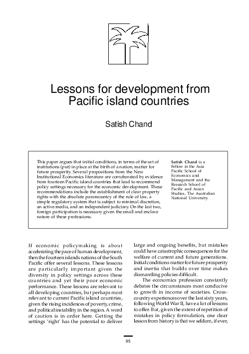 (PDF) 19. Lessons for Development from Pacific Island Countries ...