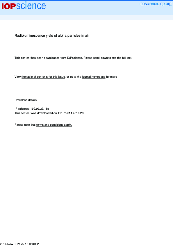 (PDF) Radioluminescence yield of alpha particles in air
