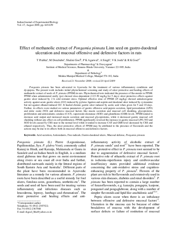 (PDF) Effect of methanolic extract of Pongamia pinnata Linn seed on ...