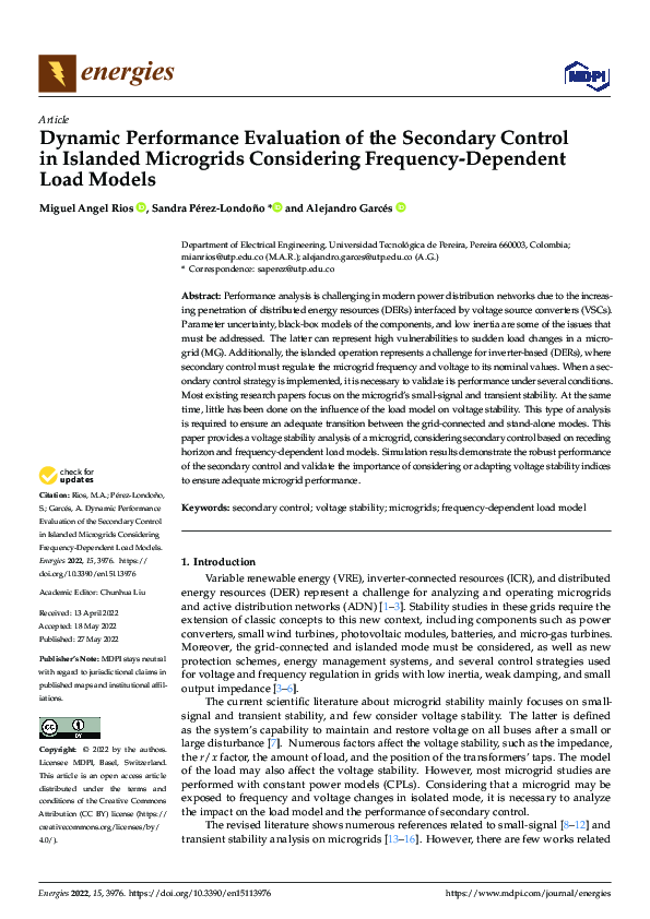 (PDF) Dynamic Performance Evaluation of the Secondary Control in Islanded Microgrids Considering ...