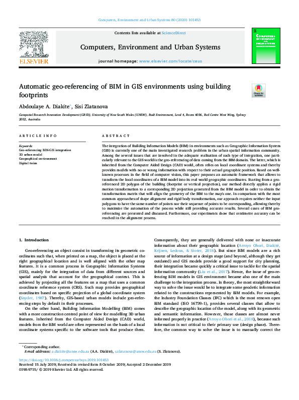 (PDF) Automatic geo-referencing of BIM in GIS environments using ...