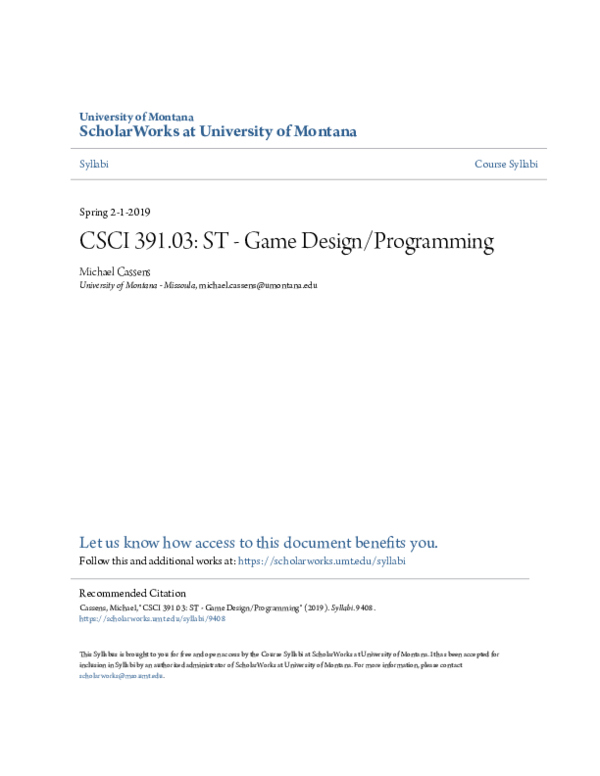 Pdf Csci 39103 St Game Designprogramming