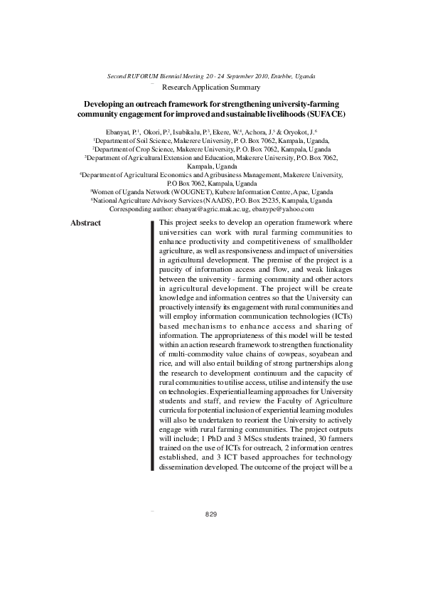 (PDF) Developing an outreach framework for strengthening university-farming community engagement ...