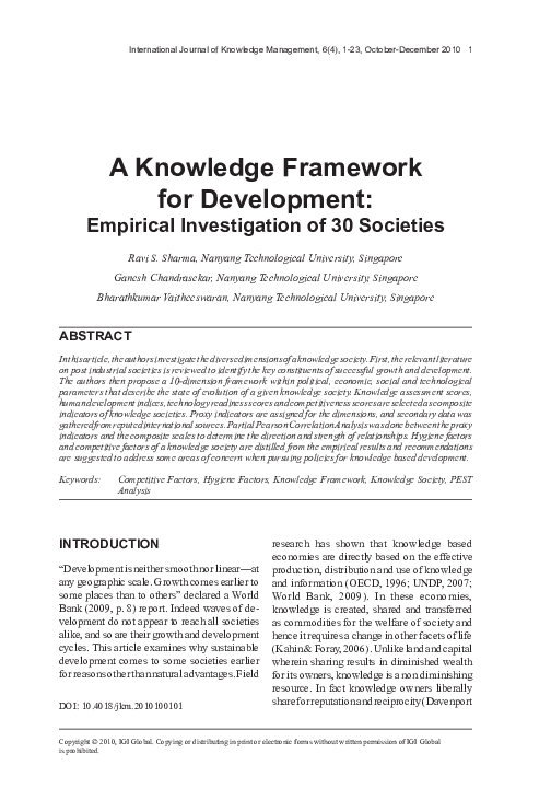 (PDF) A Knowledge Framework for Development