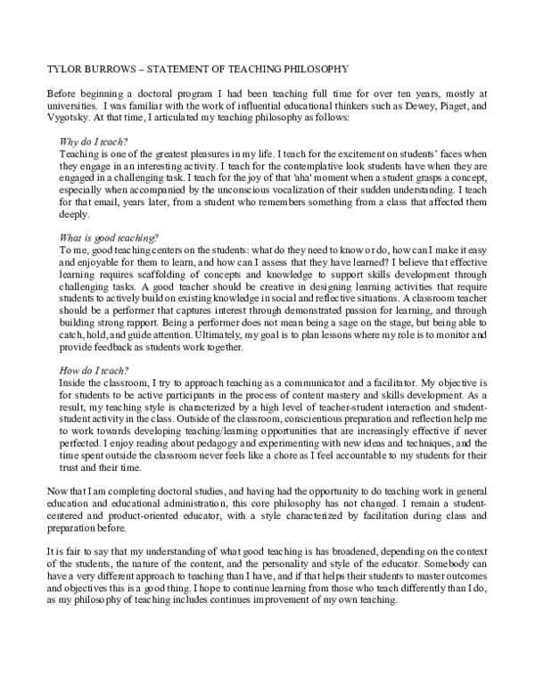 (PDF) Statement of Teaching Philosophy (2024)