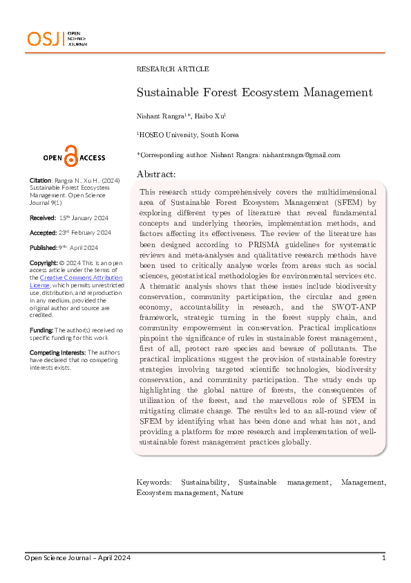 (PDF) Sustainable Forest Ecosystem Management