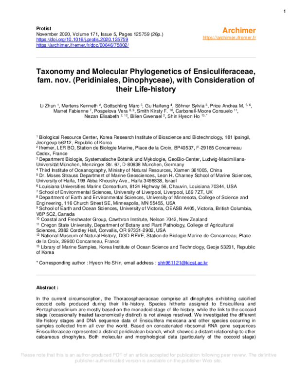 (PDF) Taxonomy and Molecular Phylogenetics of Ensiculiferaceae, fam ...