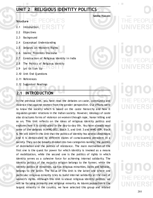(PDF) Unit-2 Religious Identity Politics
